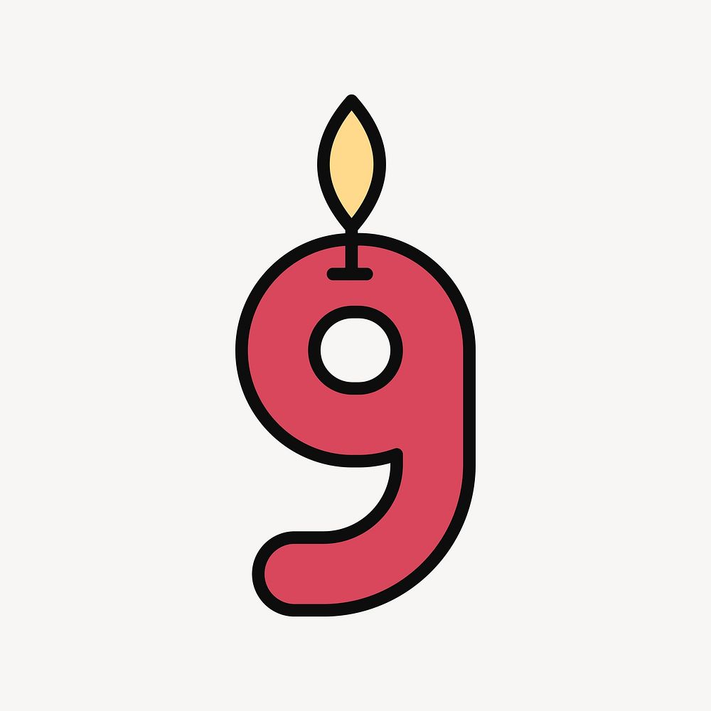 Lit number nine birthday candle, | Premium Vector - rawpixel