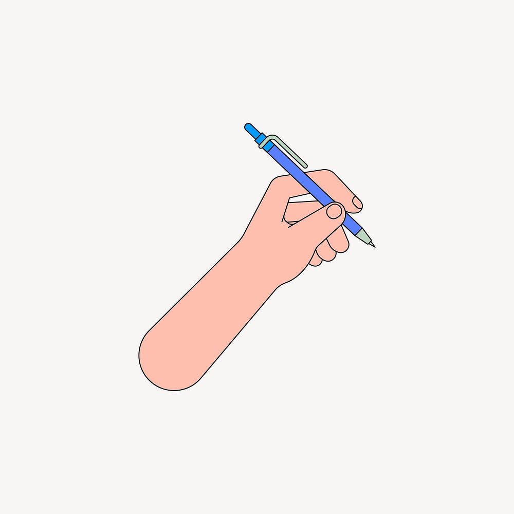 Left hand holding pen illustration | Free Vector - rawpixel