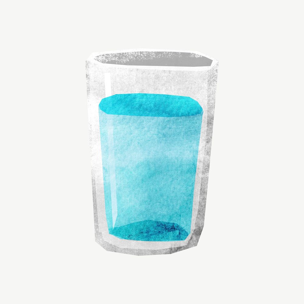 Glass water, paper craft element | Premium PSD - rawpixel