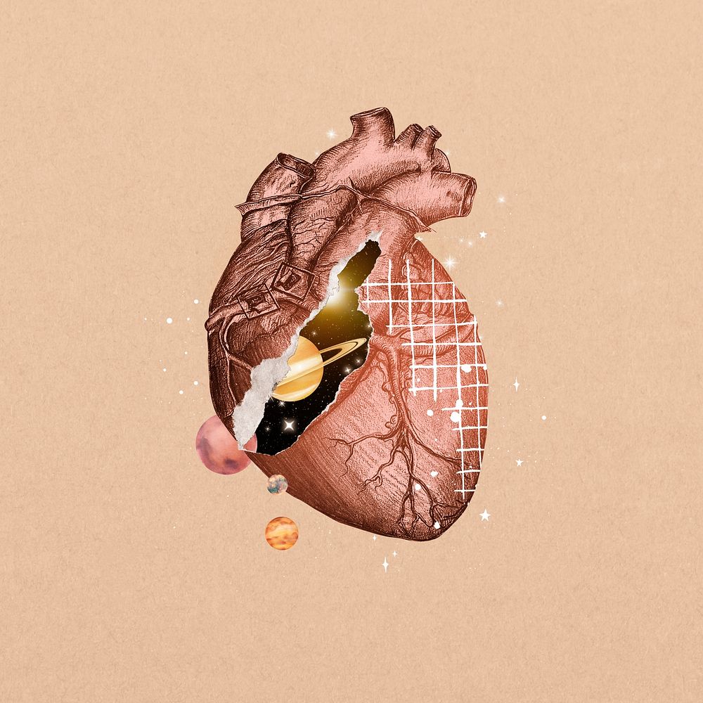 Galaxy realistic heart, space remix | Free Photo Illustration - rawpixel