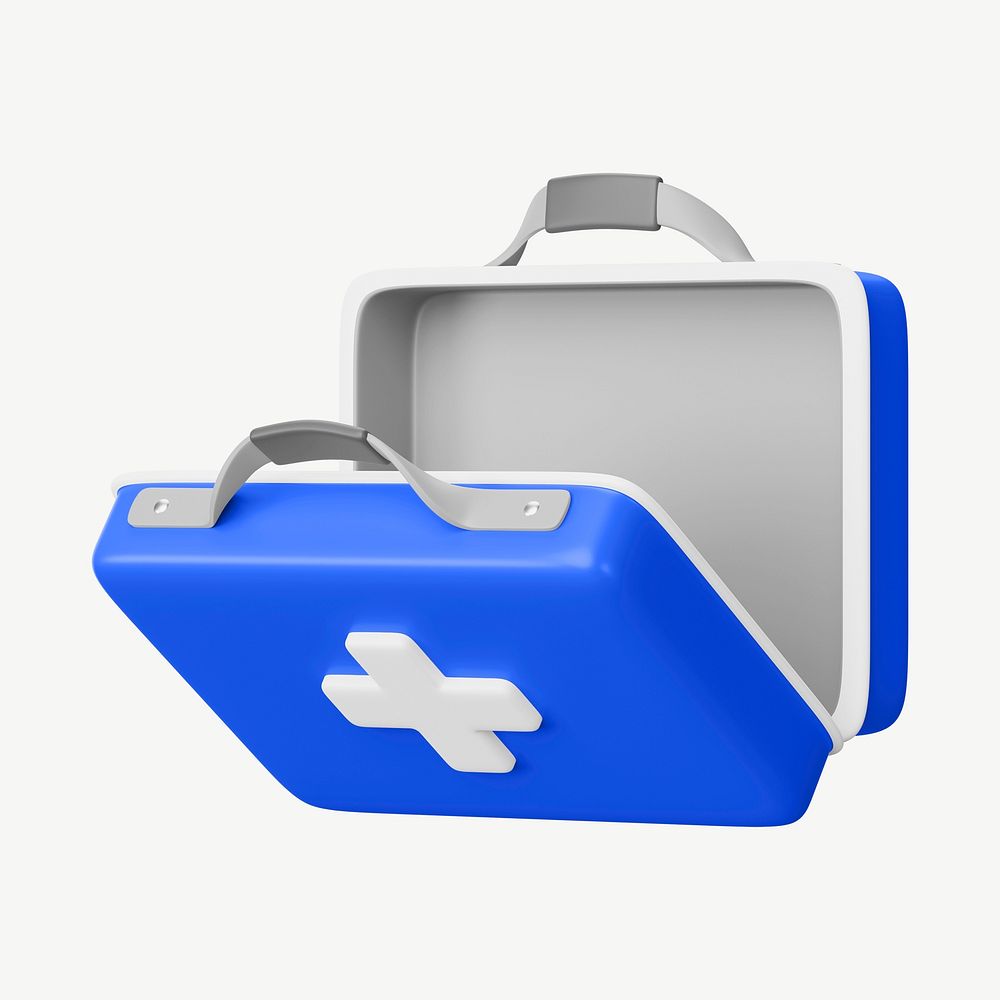 3D medical briefcase, collage element | Premium PSD - rawpixel