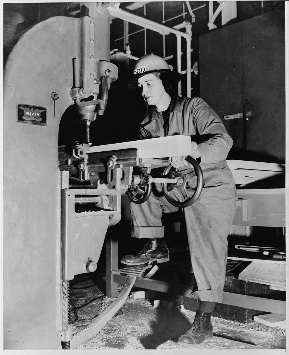 Dina Hotard operating mortice machine | Free Photo - rawpixel