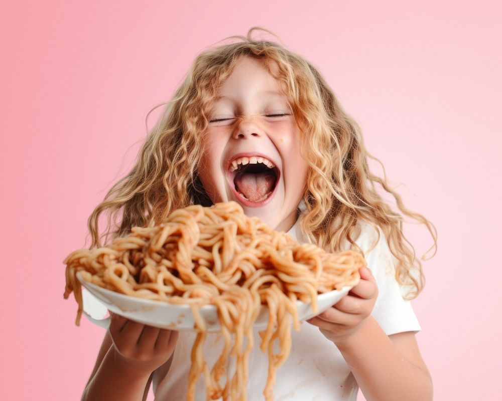 Eating portrait pasta child. | Free Photo - rawpixel