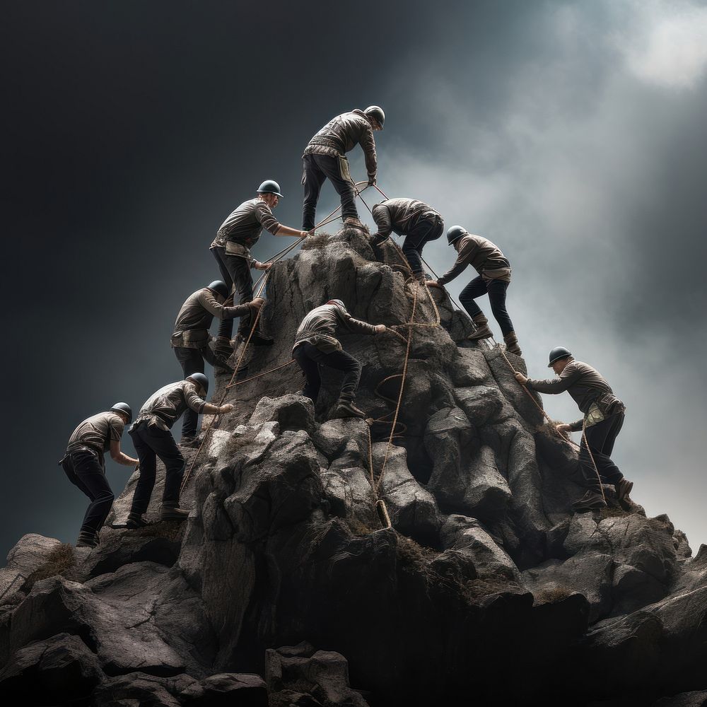 Teamwork outdoors adult rock. AI | Free Photo - rawpixel