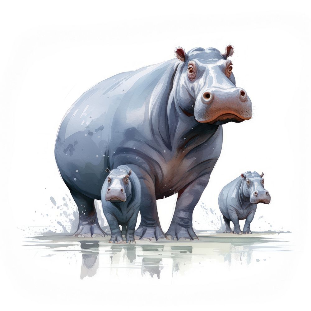 Wildlife animal mammal hippo. AI | Free Photo Illustration - rawpixel