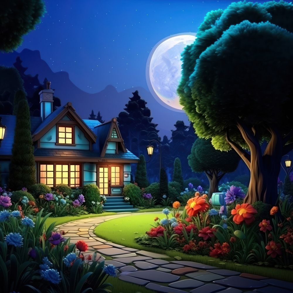 Night house architecture building | Free Photo Illustration - rawpixel