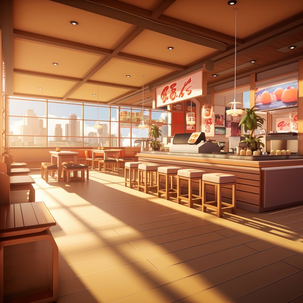 Restaurant cafeteria furniture table. | Premium Photo Illustration ...