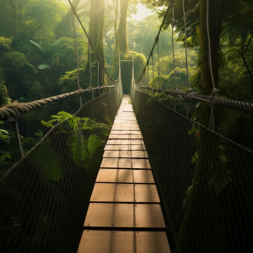 Bridge rainforest outdoors nature. AI | Free Photo - rawpixel