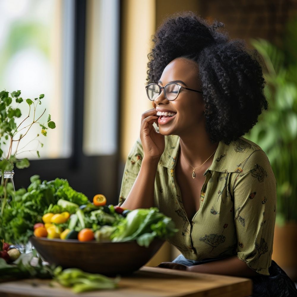 Eating table adult women. AI | Premium Photo - rawpixel