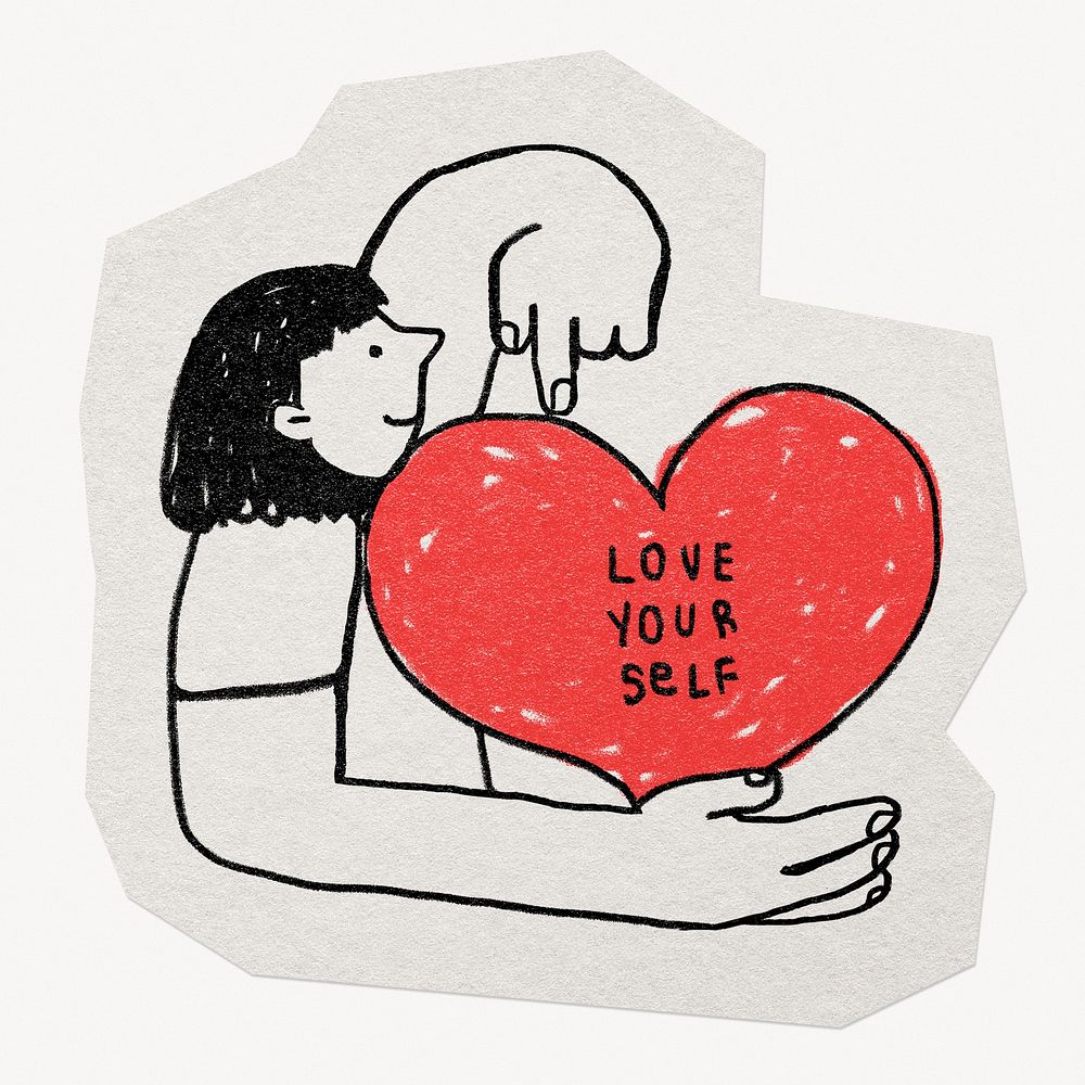 Self-love doodle paper cut isolated | Free Photo - rawpixel