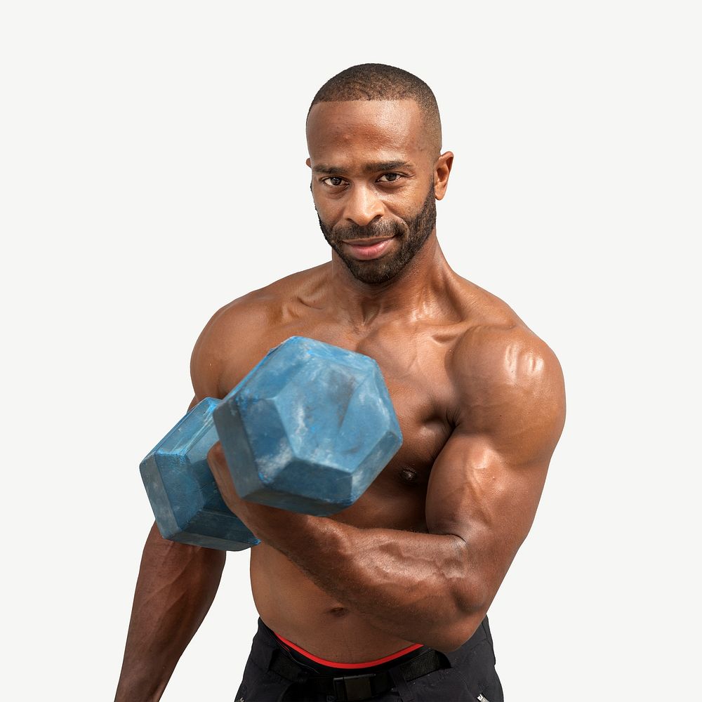 Fit man lifting collage element | Premium PSD - rawpixel