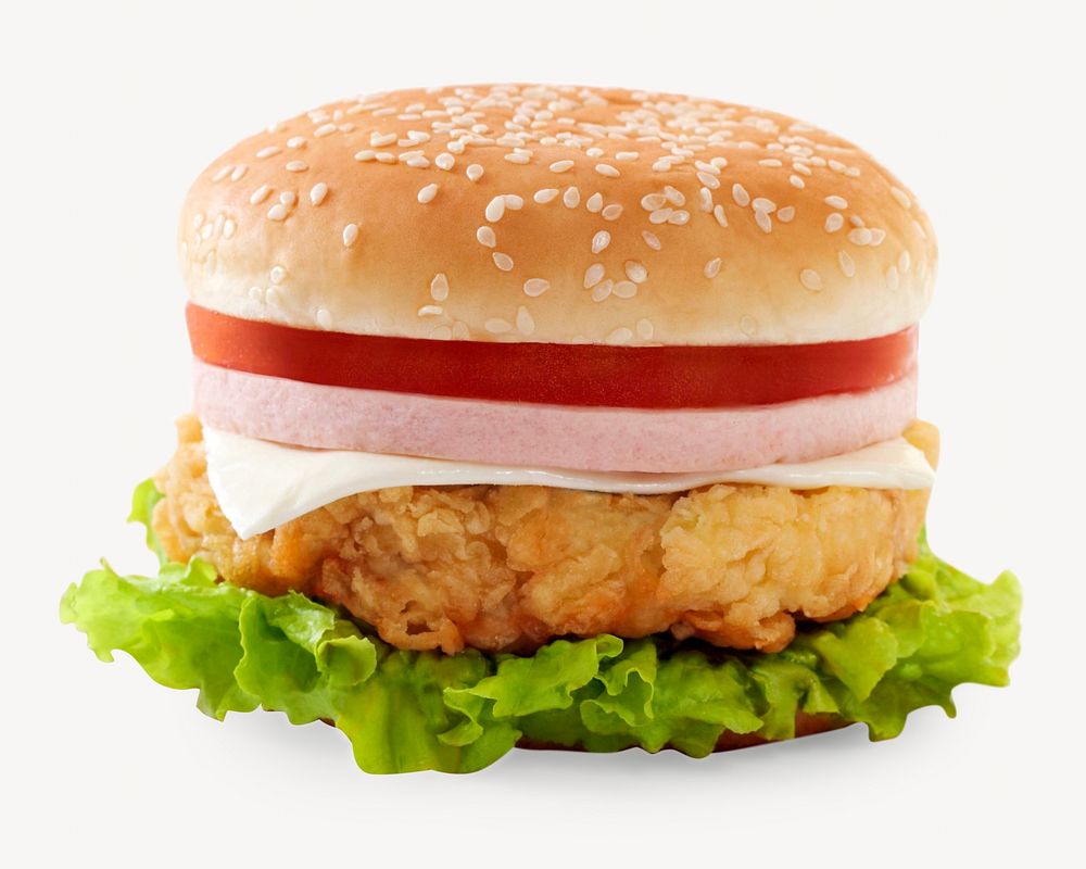 Fried chicken burger, isolated image | Free Photo - rawpixel