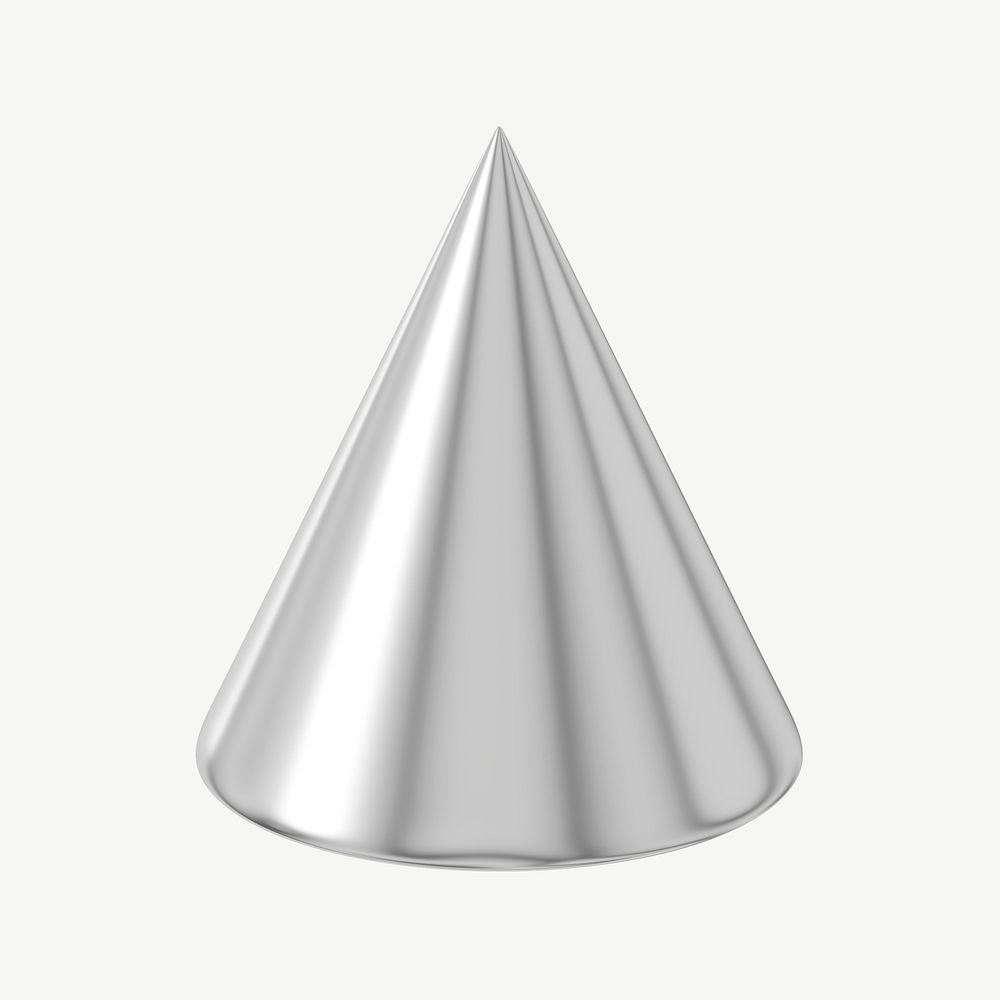 Metallic 3D cone, silver geometric | Premium PSD - rawpixel