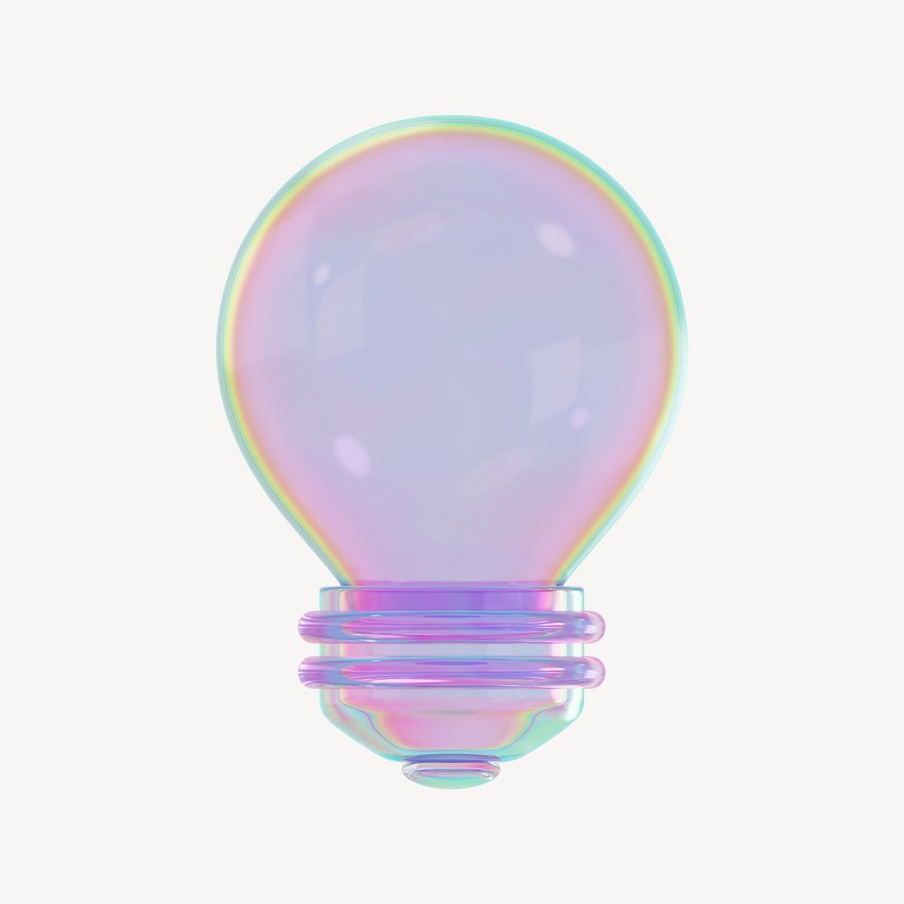 Iridescent light bulb 3D element | Premium Photo - rawpixel