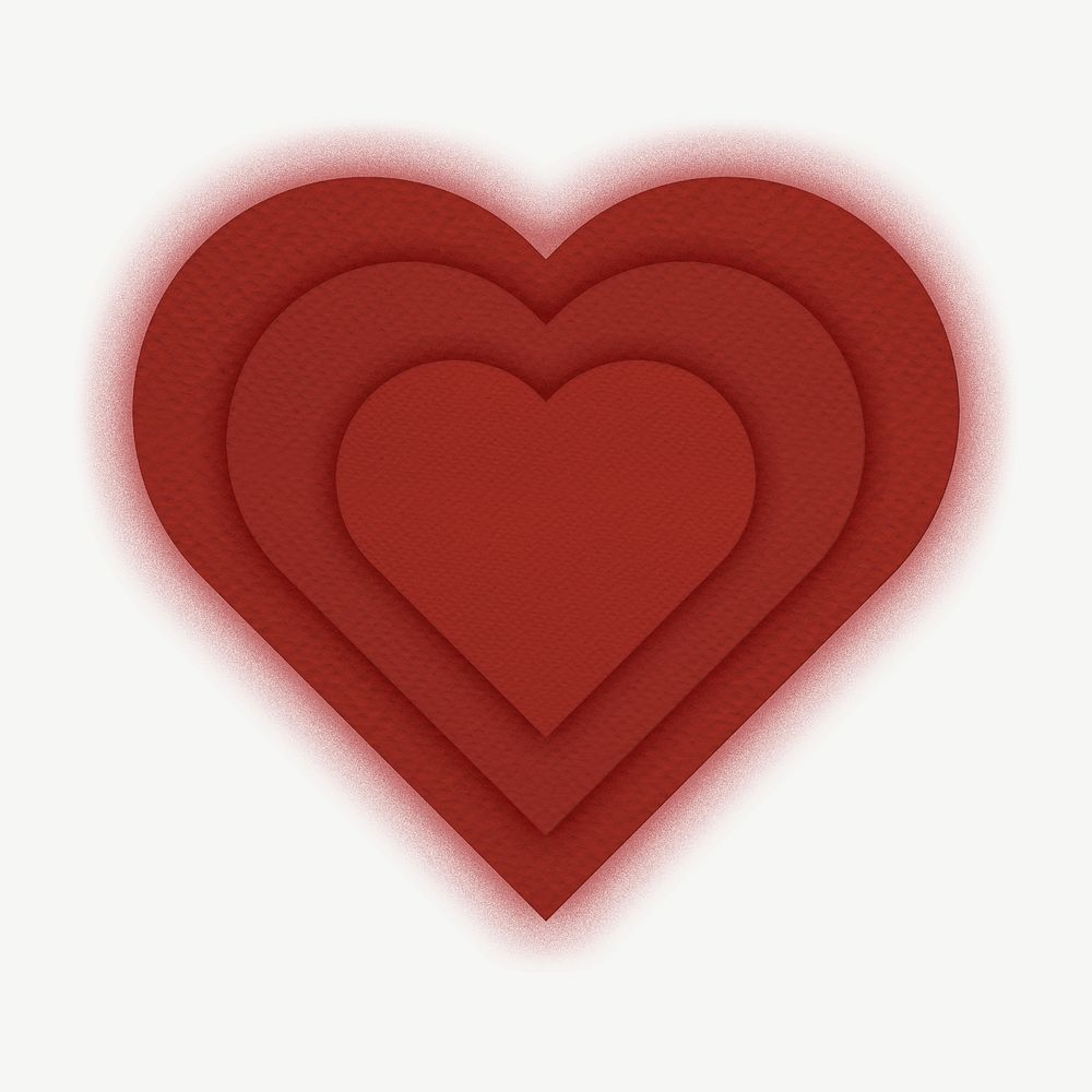 Glowing red heart collage element | Premium PSD - rawpixel