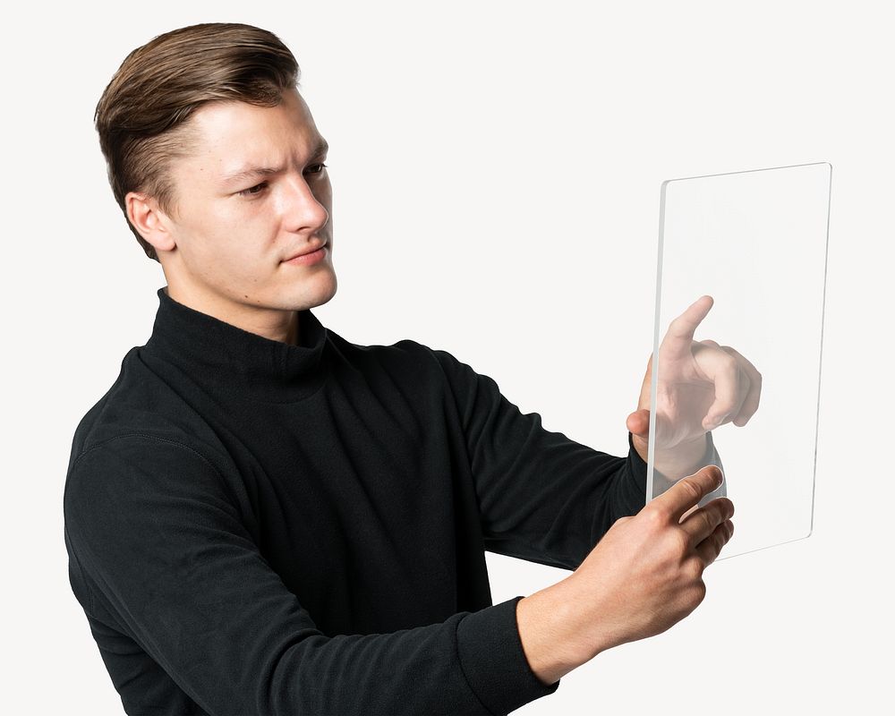 Man using futuristic tablet isolated | Free Photo - rawpixel