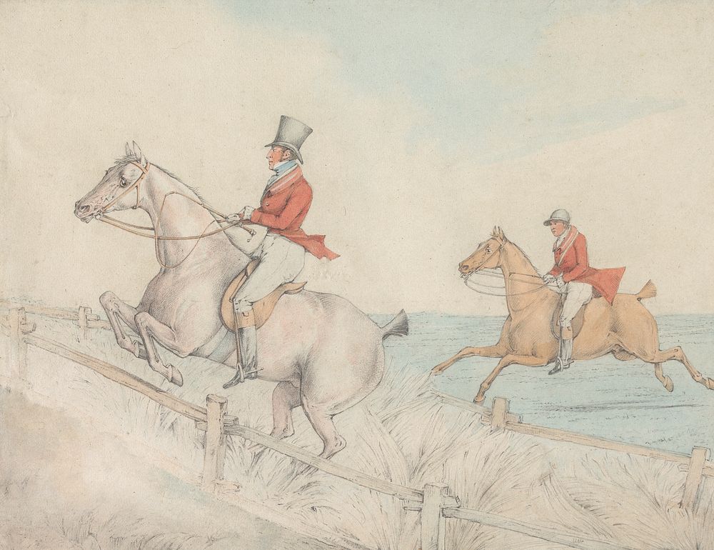 Two Riders Taking Double Fence | Free Photo - rawpixel