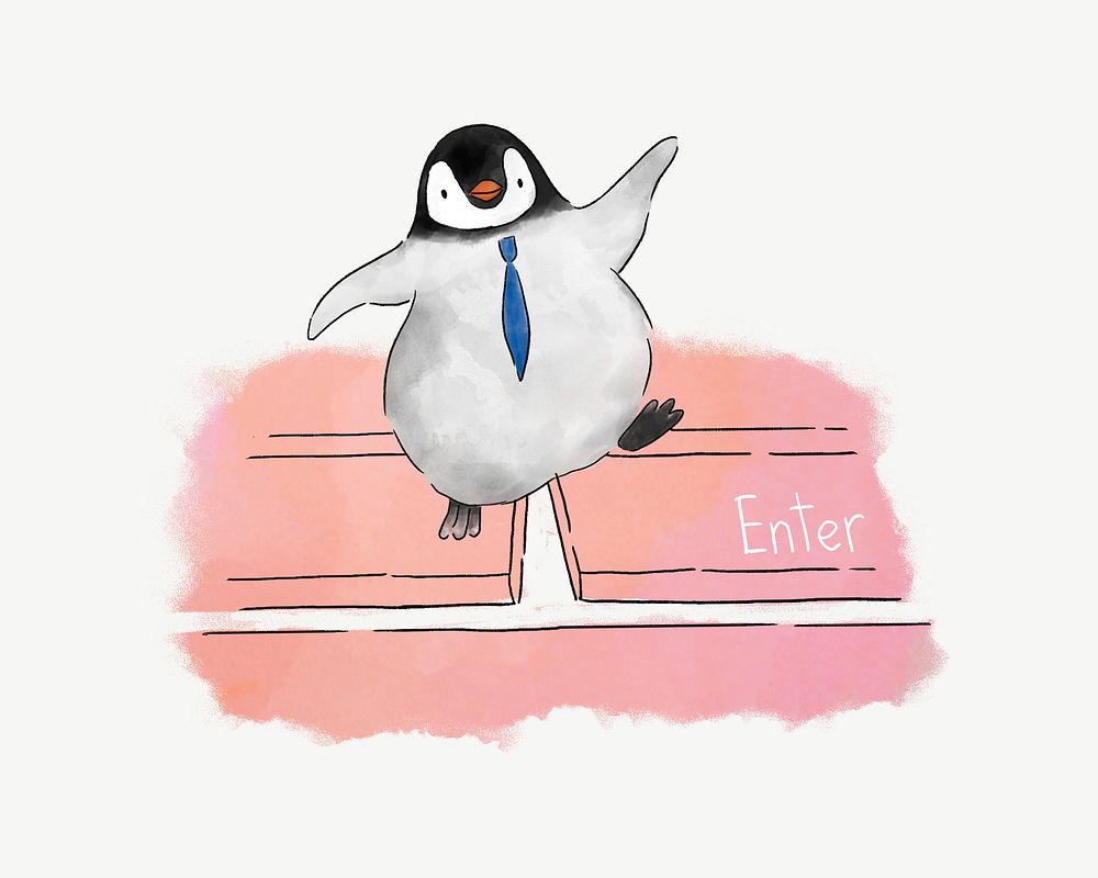 Busy penguin, illustration collage element | Premium PSD - rawpixel