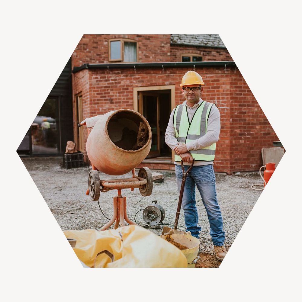 Construction contractor hexagonal shaped badge | Free Photo - rawpixel