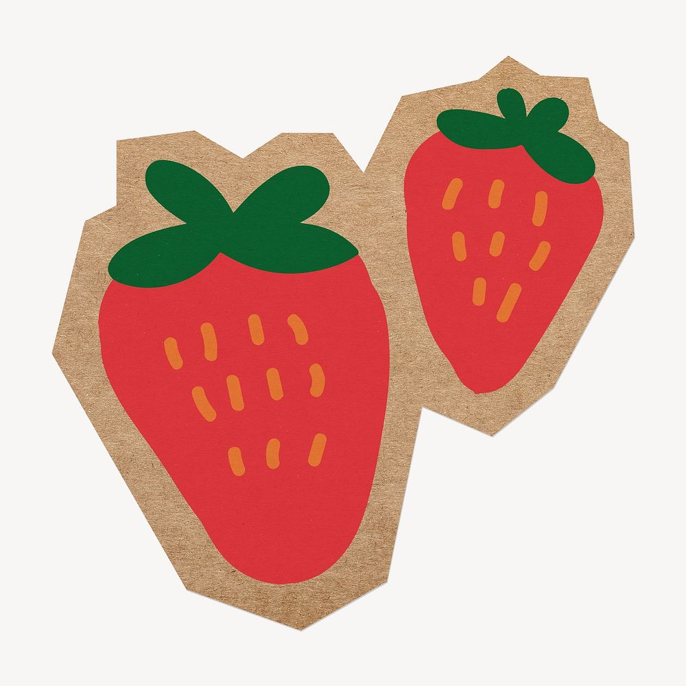Cute strawberries, cut paper element | Free Photo - rawpixel