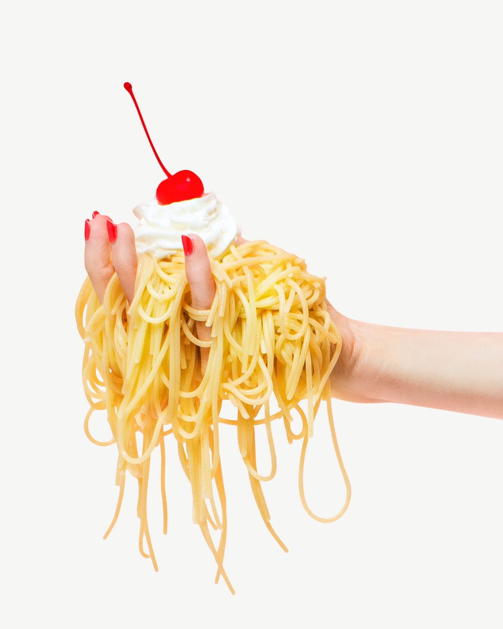 Noodles cream cherry top collage | Premium PSD - rawpixel