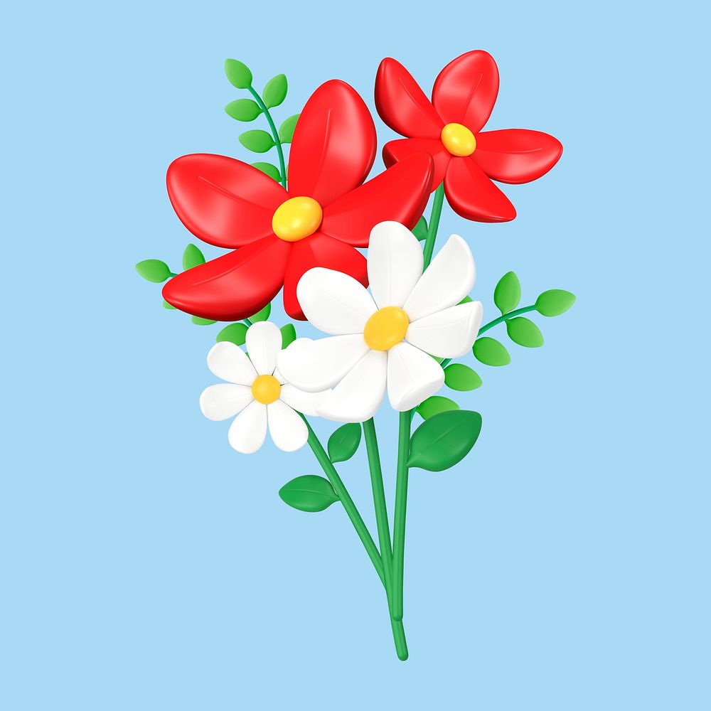 Flower bouquet 3D sticker, colorful | Premium PSD Illustration - rawpixel