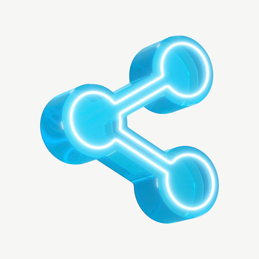3D blue neon share icon | Premium PSD - rawpixel