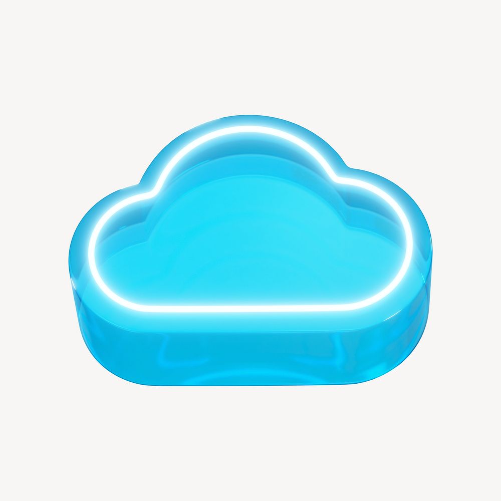 3D neon blue cloud icon | Premium Photo - rawpixel