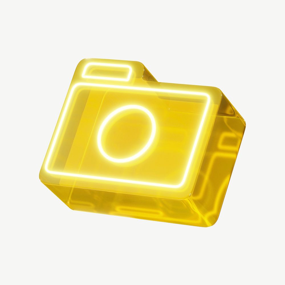Neon yellow camera icon psd | Premium PSD - rawpixel
