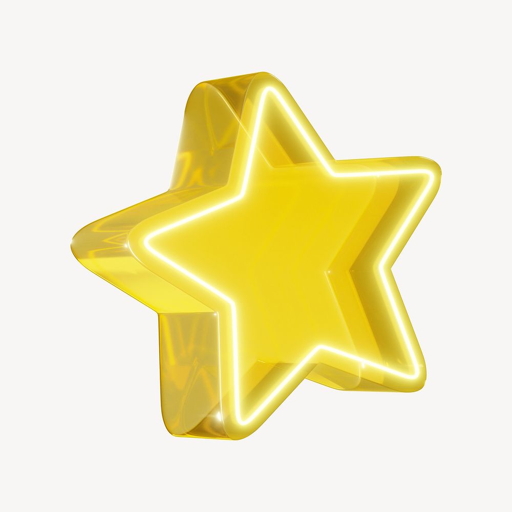 3D yellow neon star | Premium Photo - rawpixel