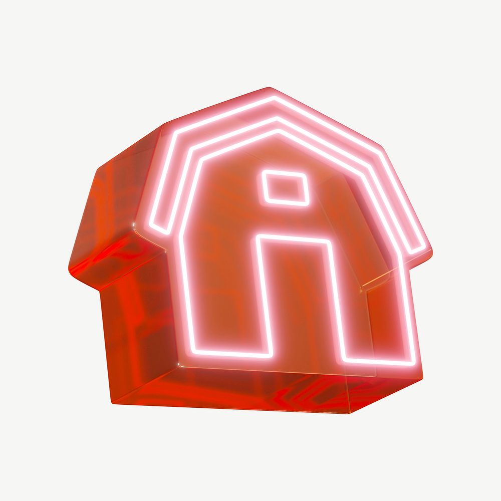 Neon barn 3D element psd | Premium PSD - rawpixel