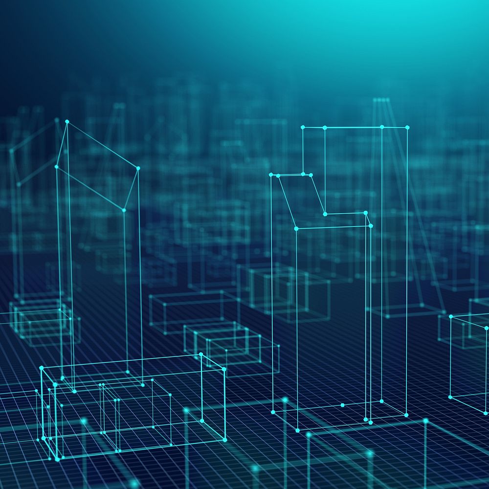 Green smart city background, wireframe | Premium Photo - rawpixel