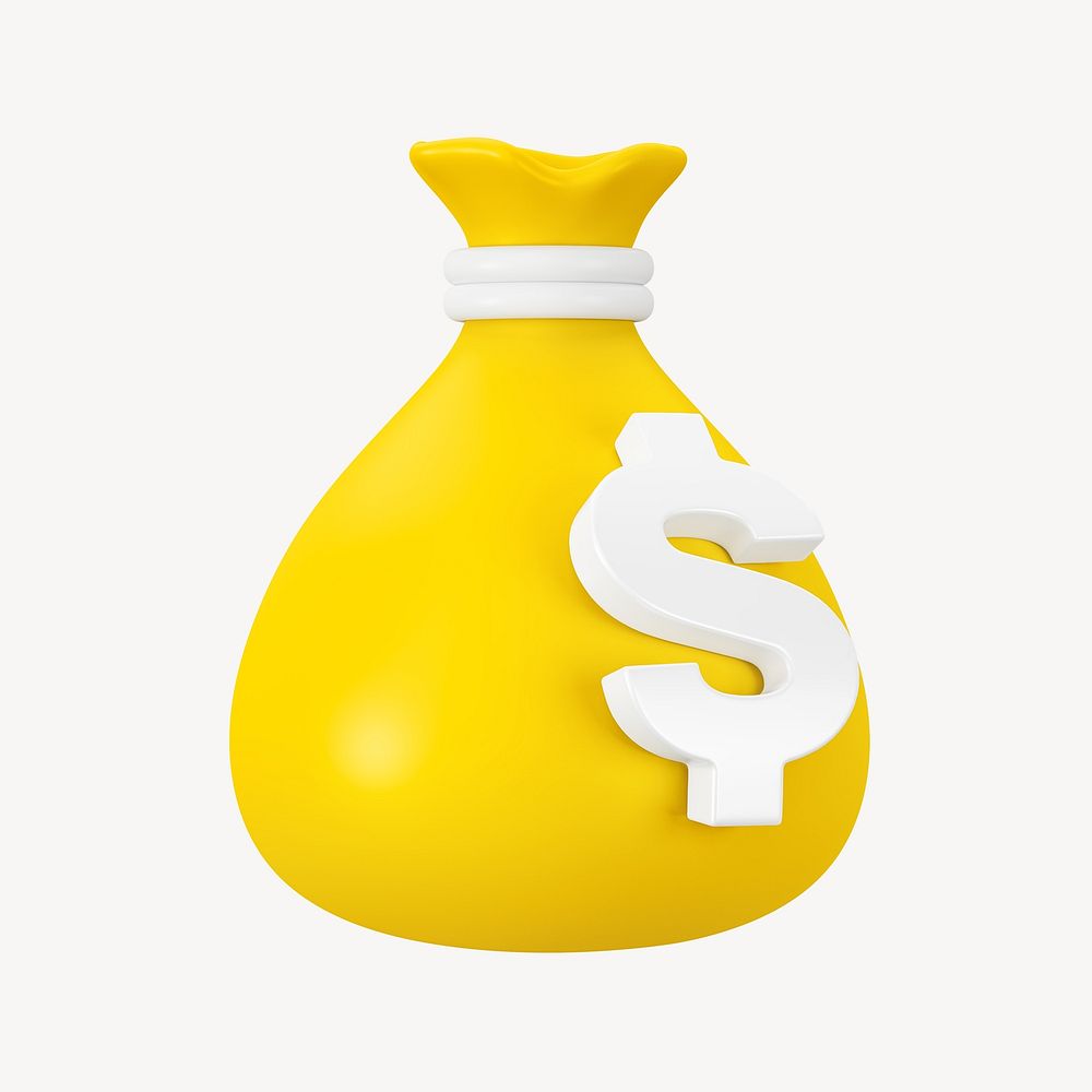 3D yellow money bag, element | Free Photo Illustration - rawpixel