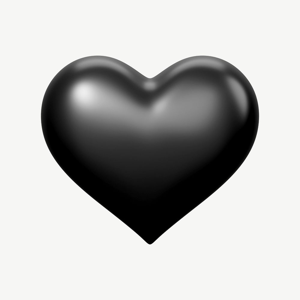Black heart, 3D collage element | Premium PSD - rawpixel