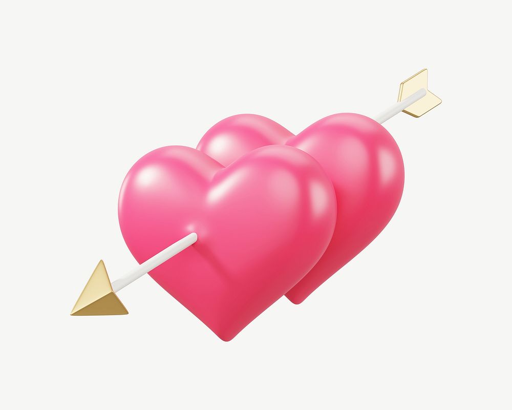 Pink arrow heart, 3D Valentine's | Premium PSD - rawpixel