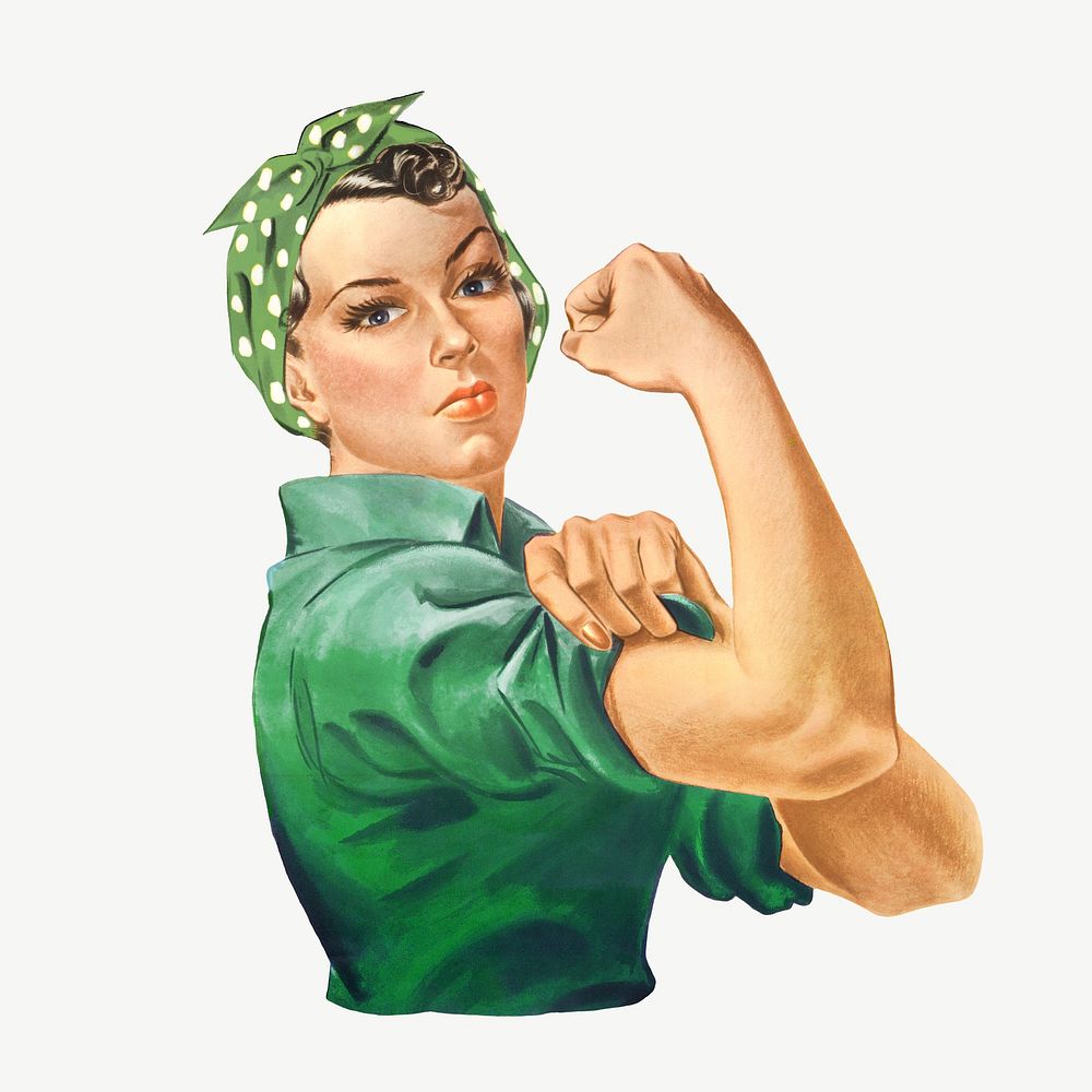 Vintage woman flexing muscle illustration | Premium PSD - rawpixel
