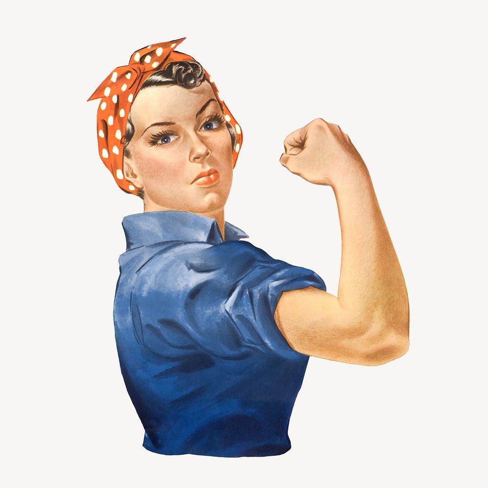 Vintage woman flexing muscle illustration. | Premium Photo - rawpixel