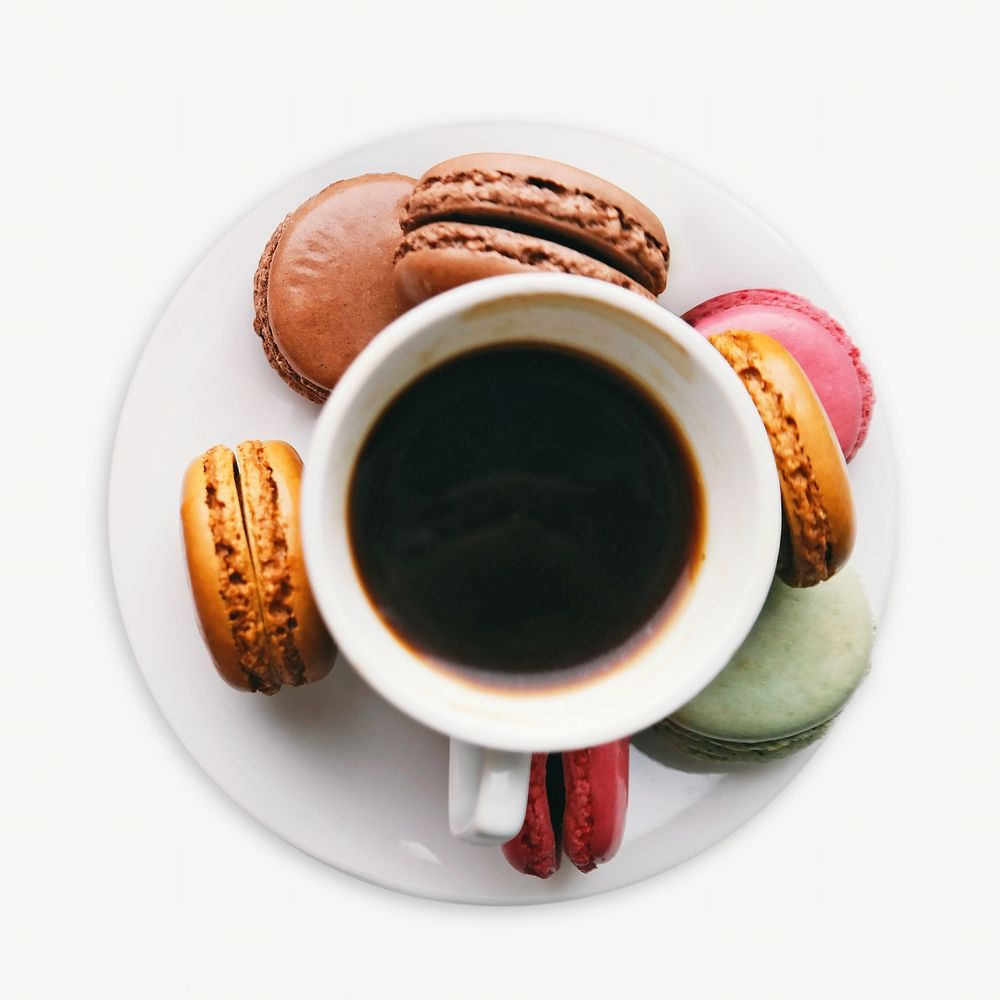 Coffee and macarons image white | Free Photo - rawpixel