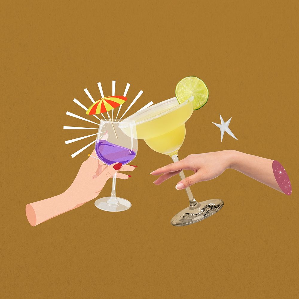 Cocktail glasses clinking, creative celebration | Premium Photo - rawpixel