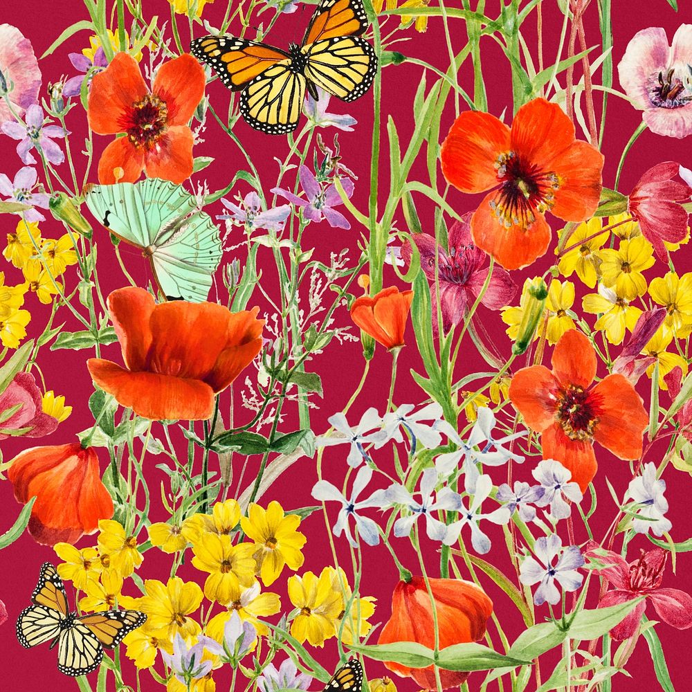 Vintage flower field pattern illustration | Premium Photo Illustration - rawpixel