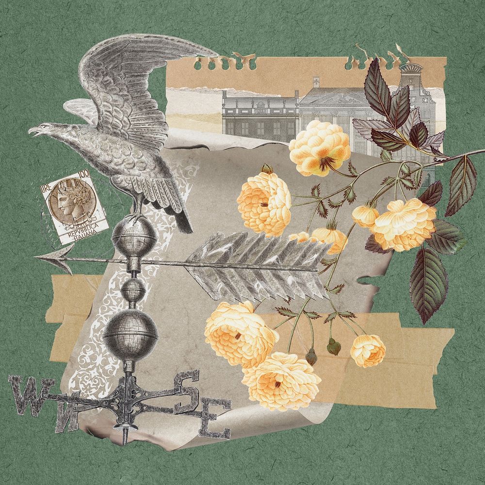 Vintage weather vane, flower collage | Premium Photo - rawpixel