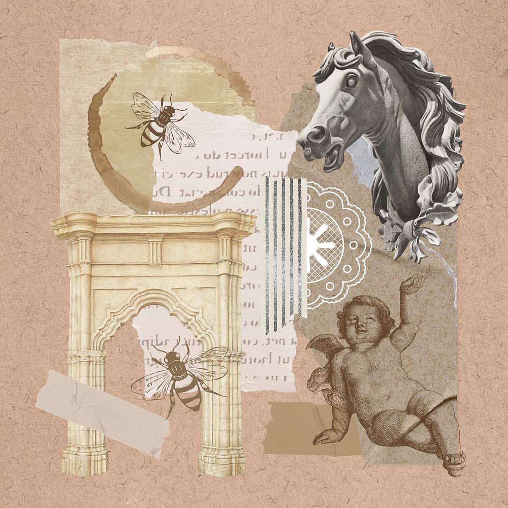 Vintage cupid sculpture, paper collage | Premium Photo - rawpixel