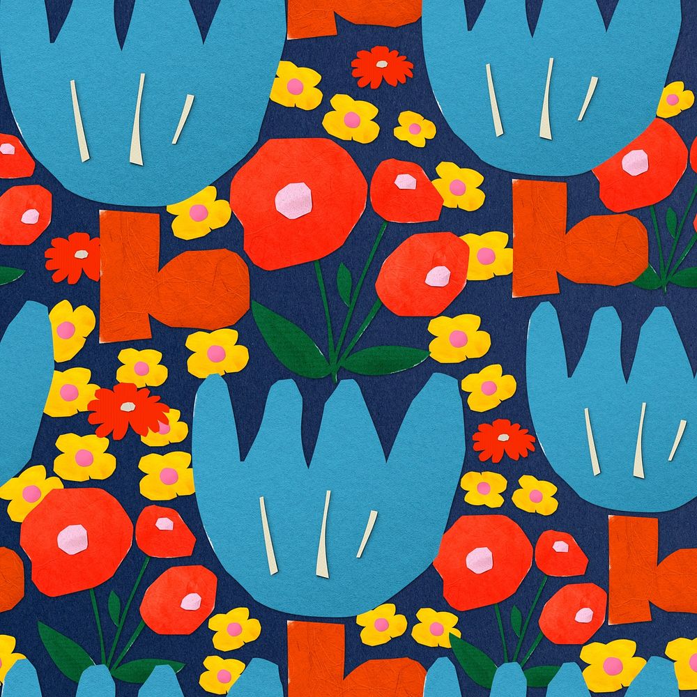 Blue tulip flower pattern background, | Premium Photo Illustration ...