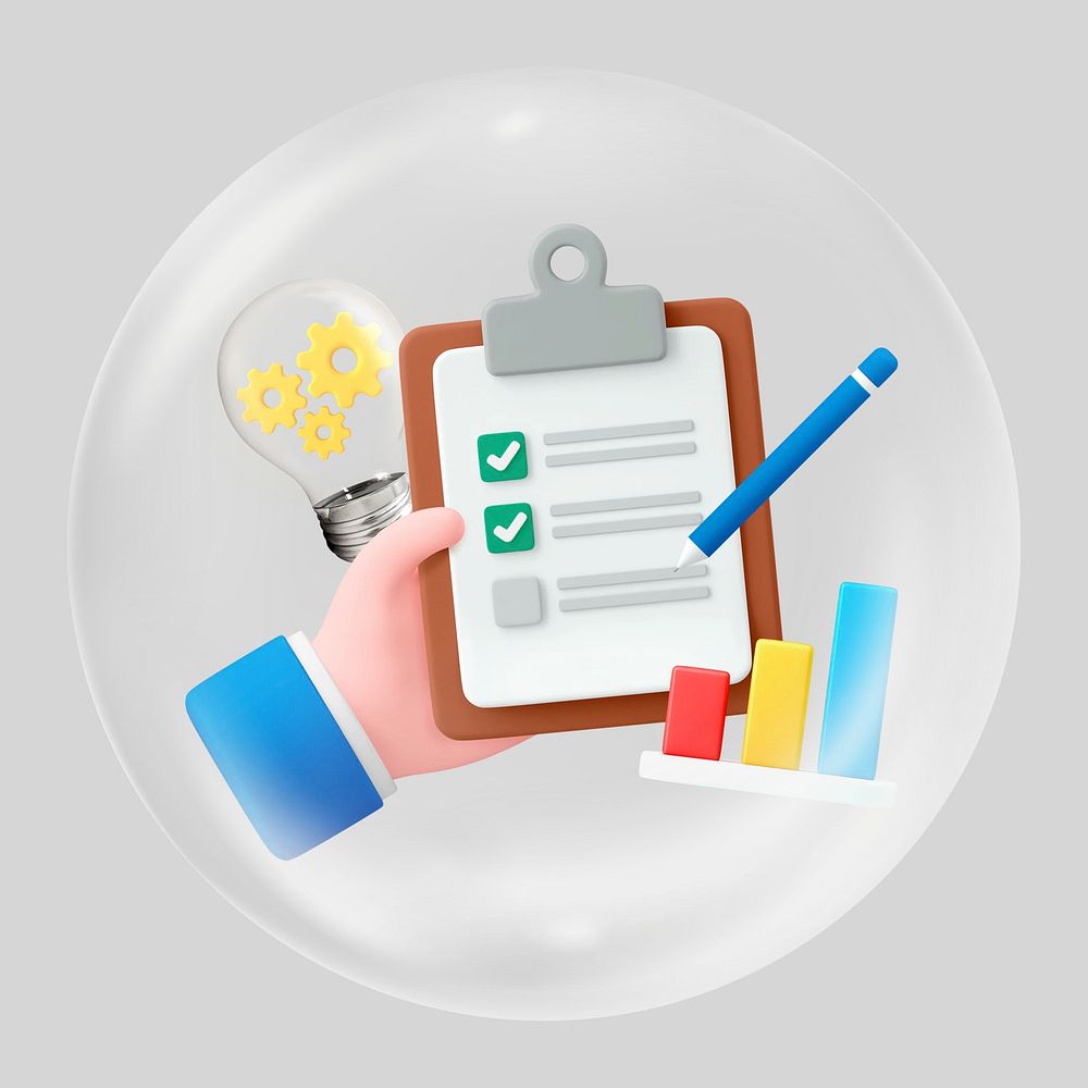 3D checklist in bubble | Free Photo - rawpixel