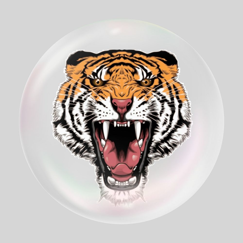 Roaring tiger bubble effect collage | Free Photo - rawpixel