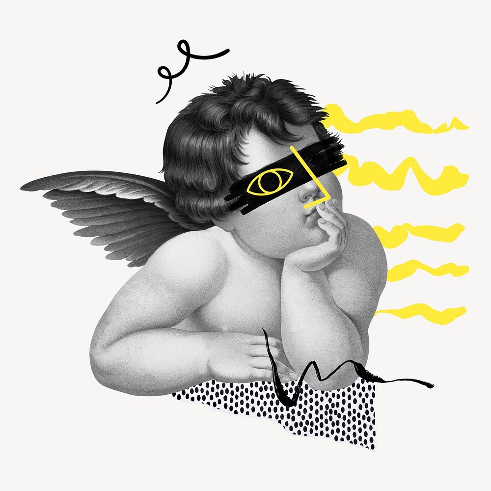 Cute vintage cherub doodle collage. | Premium Photo - rawpixel