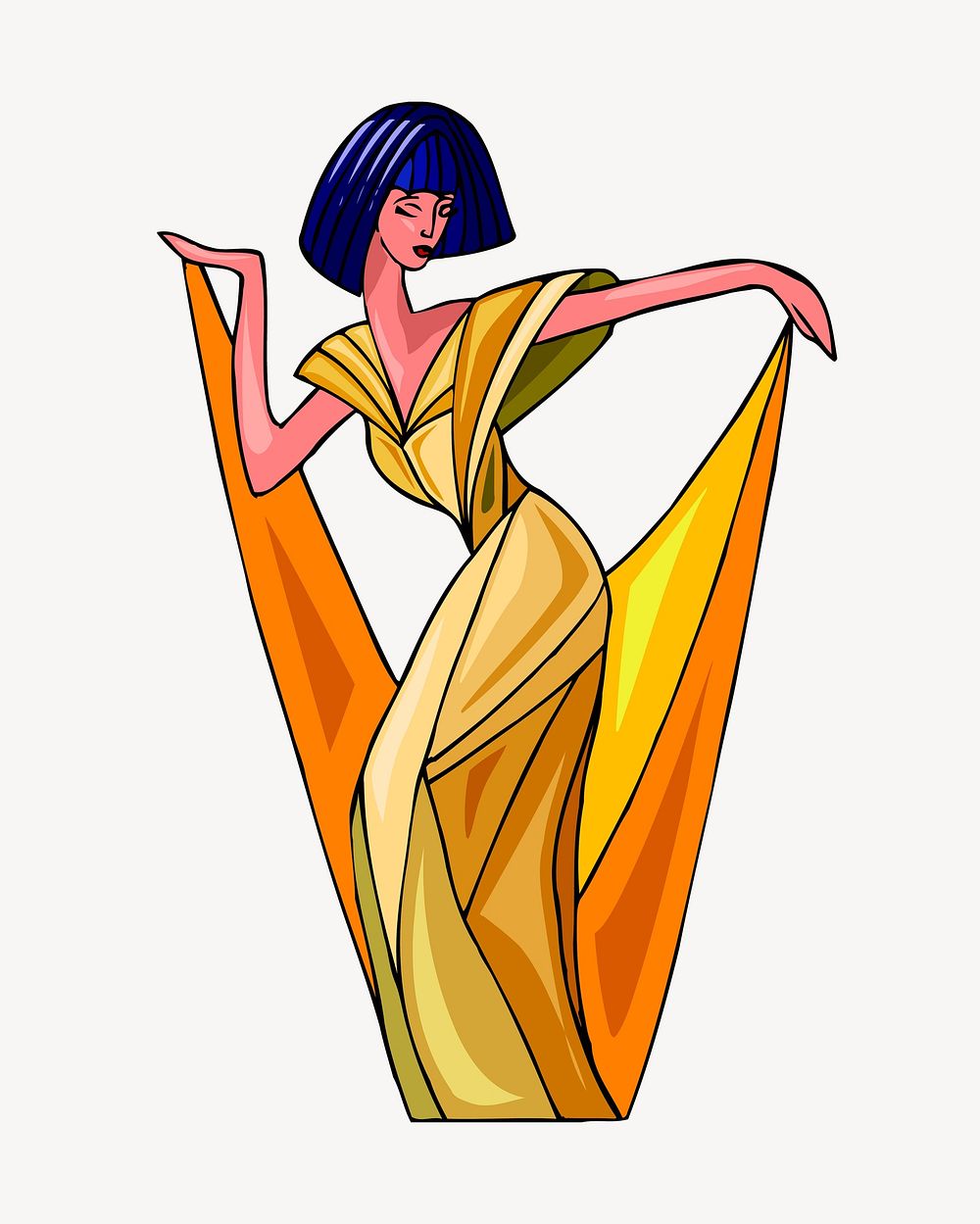 Woman fancy dress clipart vector | Free Vector - rawpixel