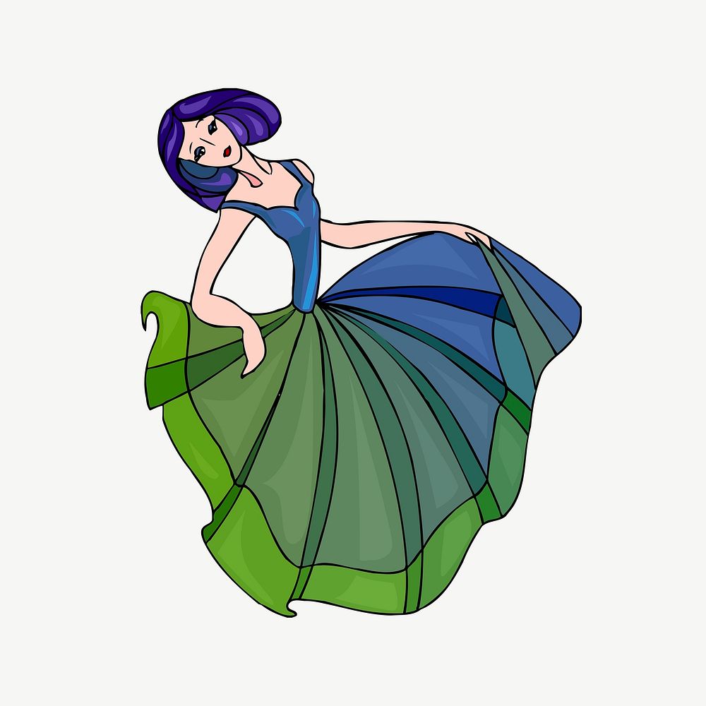 Woman fancy dress clipart psd | Free PSD - rawpixel