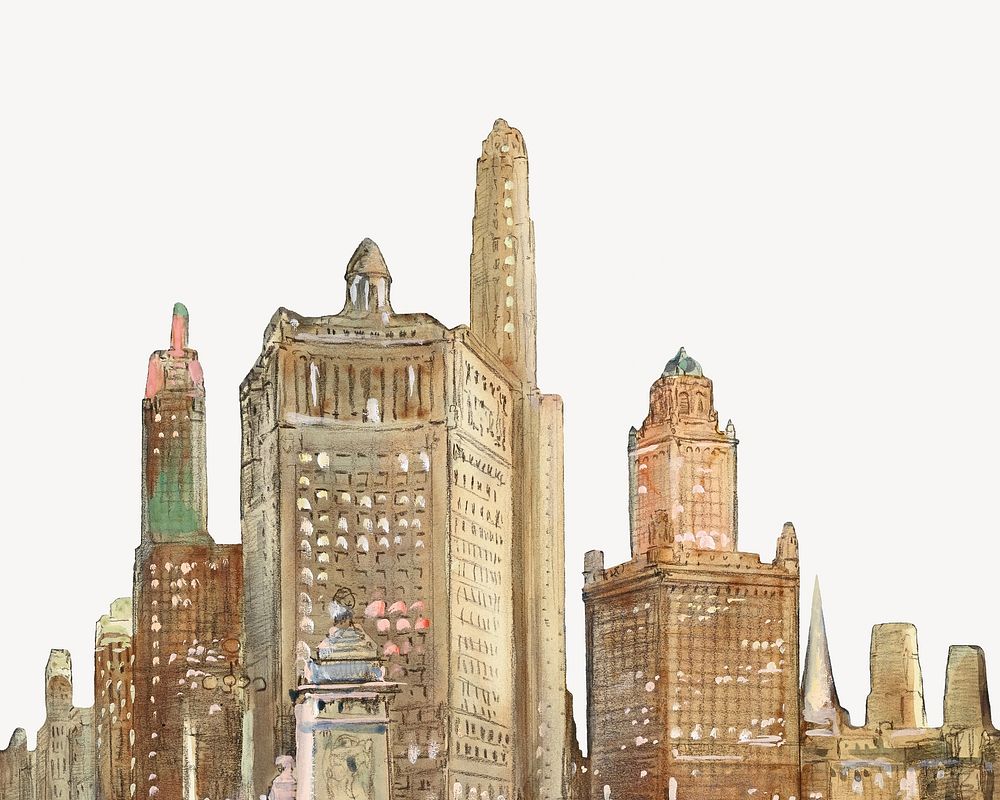 Vintage buildings, architecture illustration. Remixed | Premium Photo ...