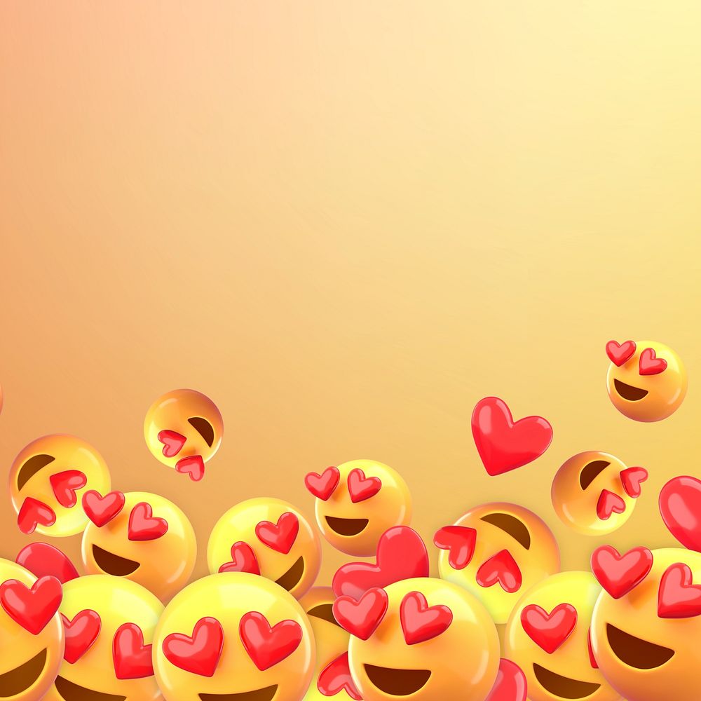Heart eyes emoticon background, 3D | Premium Photo - rawpixel